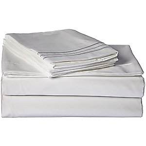 Sweet Home Collection Supreme 1800 Series 4pc Bed Sheet Set Egyptian Quality Deep Pocket - King, White