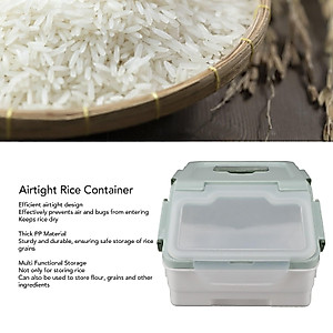 Mumusuki Large Capacity Rice Container Airtight Storage with Easy Open Lid Mint Green PP Material Multi Functional Grain Storage, for Home and Commercial Kitchens (10kg / 22lb)