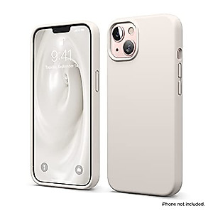 elago Compatible with iPhone 13 Case, Liquid Silicone Case, Full Body Screen Camera Protective Cover, Shockproof, Slim Phone Case, Anti-Scratch Soft Microfiber Lining, 6.1 inch (Stone)