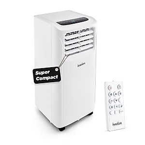 Ivation 9000 BTU Compact Portable Air Conditioner, Smallest AC Unit with Powerful Cooling, Multi-Speed Fan, Dehumidifier, Sleep Mode, Built-In Timer, Remote Control, Washable Filter, Wheels & Handle