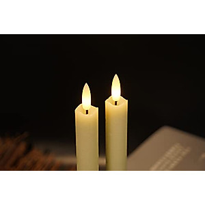 Stmarry Flickering Flameless Taper Candles with Remote - 10 Inch LED Candlesticks, Realistic 3D Flame with Wick, Ivory Real Wax, Spring Home Decor, Automatic Timer - Set of 6