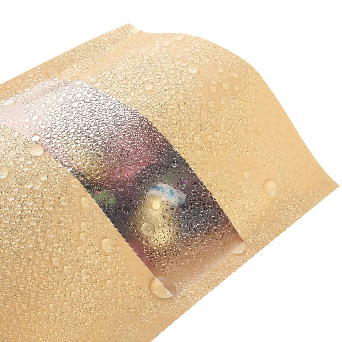 Ziqi 200pcs Kraft Ziplock Bag 5.9 x 8.7 Inch Reusable Kraft Pouch with Tear Notch and Matte Window for Food Storage, Stand Up Heat sealable Zipper Bags for Home or Business