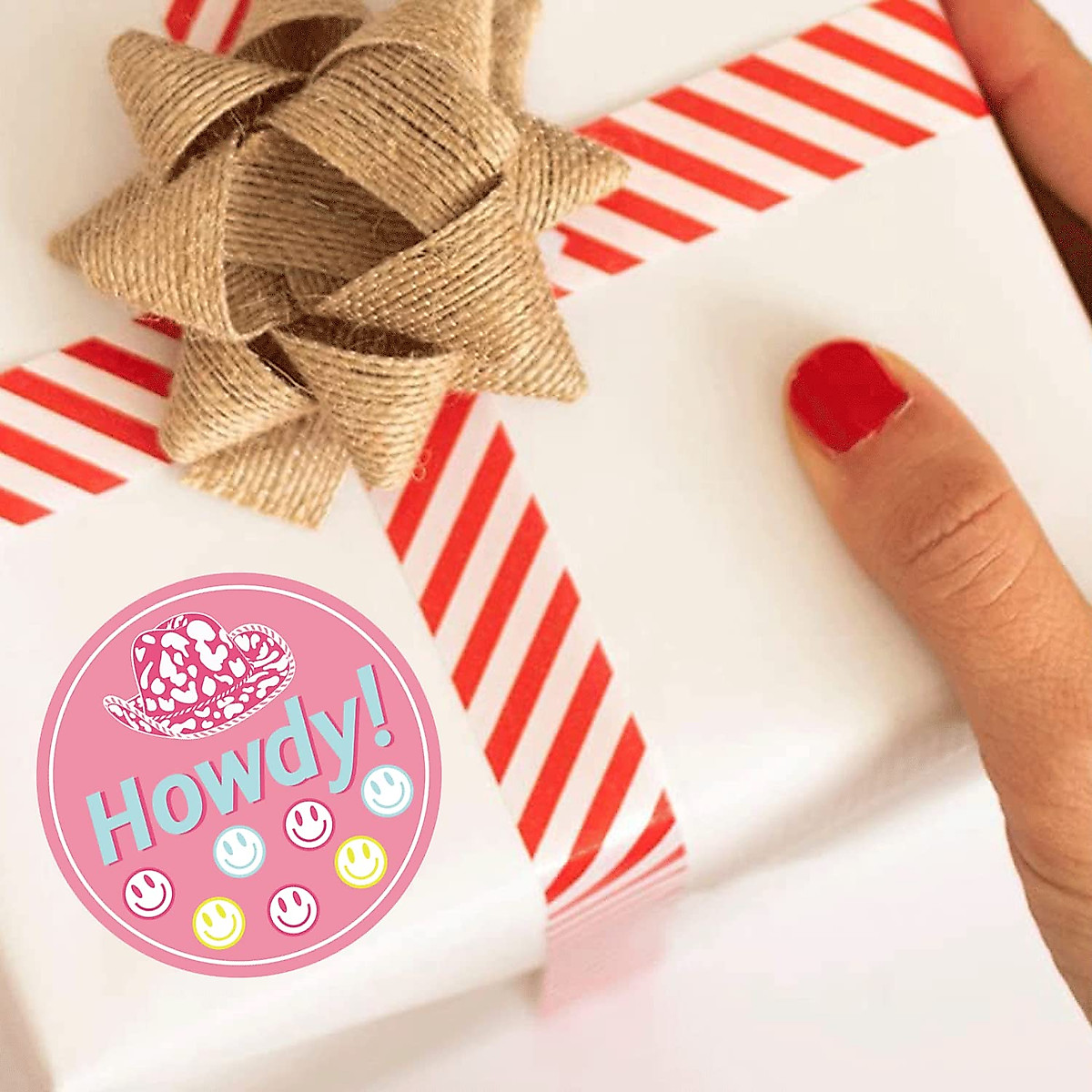 Pop Resin Howdy Sticker Thank You Stickers Roll 1.5 inch Cowboy Cowgirl Hat Sticker Small Shop Sticker Small Business Packaging Thank You Stickers 500 Pcs/Roll, Multicolored