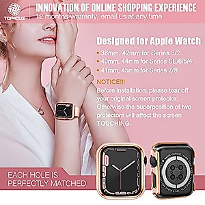 top4cus 40mm Case Compatible with Apple Watch, with Built-in Tempered Glass Screen Protector, PC Cover for iWatch Series 8/7/SE 6 5 4/3 2 for Choice (40mm, Pink + Rose Gold Edge)