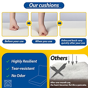 AAAAAcessories Outdoor Deep Seat Cushions for Patio Furniture, Waterproof Replacement Patio Chair Cushions, 25.5 x 25.5 x 5 + 25.5 x 19 Inch, Beige