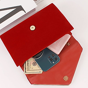 Aisi Women Velvet Handbag Purse Envelope Evening Clutch Velvet Chain Crossbody Bags Party Bridal Purse