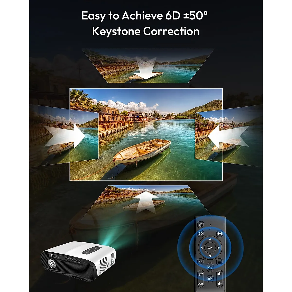 UHD 4K Projector with 5G Wifi Bluetooth, Home Cinema Daytime Projector ...