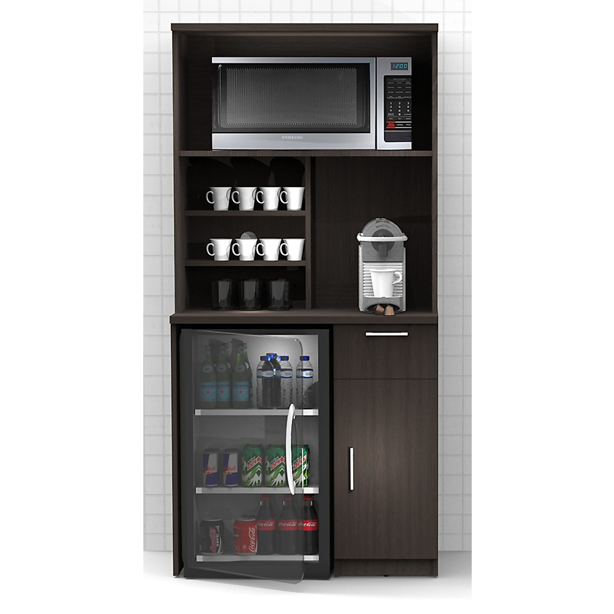 BREAKtime Coffee Break Lunch Room Furniture Buffet Color Espresso - Factory Assembled (NOT RTA) Furniture Items ONLY. Model 4228 2 piece group