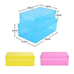farawamu Shoes Box, Transparent Dust-Proof Stackable Drawer Shoes Storage Box Container Organizer Pink