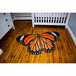 The Life Aisle | Butterfly Rug. 3'x5' | Area Rug | Monarch Butterfly Rugs for Girls Bedroom | Cute Rugs for Bedroom Aesthetic | Bedside Rug for Kids Play Room | College Dorm Room Essentials