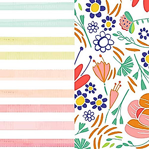 The Honest Company Clean Conscious Diapers | Plant-Based, Sustainable | Rainbow Stripes + Flower Power | Super Club Box, Size 3 (16-28 lbs), 136 Count