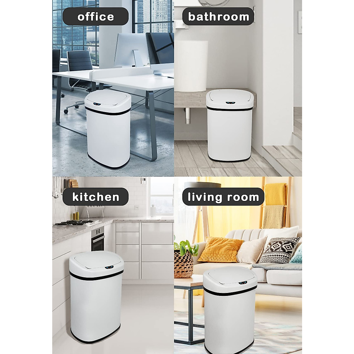 13 Gallon/50 L Kitchen Trash Can with Lid, Stainless Steel Garbage Can with Touch-Free Lid, Cute Trash Can Automatic Trash Can Bathroom Trash Can with Lid, Motion Sensor Trash Can Brushed Finish