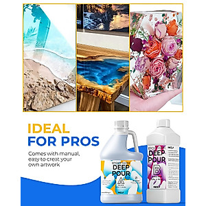 INCLY Deep Pour Epoxy Resin, 0.75 GL Epoxy Resin Kit for 2 to 4'' Pour Molds Craft, High Gloss & Bubbles Free & Crystal Clear Casting Resin Supplies for River Table, Wood Filler, Bar Top, 2 : 1 Mix