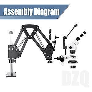 DZQ Micro Inlaid Mirror 7X-45X Multi-Directional Microscope Set Working Distance 3.7-11.8 inch Micro-Setting Microscope Spring Bracket with Ring Light(Upgraded Version)
