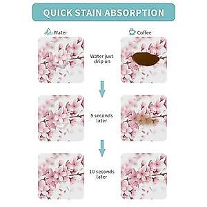 Spring Pink Sakura Blossom Flowers Coffee Mat Coffee Maker Mat,Super Absorbent Coffee Bar Accessories,Floral Garden Art on White Non-slip Coffee Station Mat Dish Drying Pad,16x18in