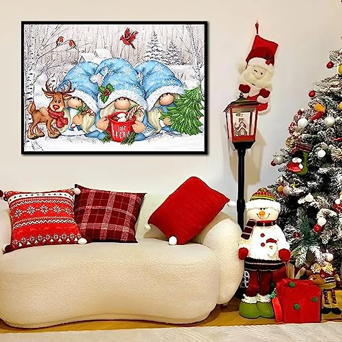 cupmod Christmas Diamond Painting Kits for Adults,Gnome Diamond Art Kits for Adults,5D DIY Full Drill Xmas Gnome Diamond Dots Kits Crystal Rainstone Gem Art for Home Wall Decor 12x16inch
