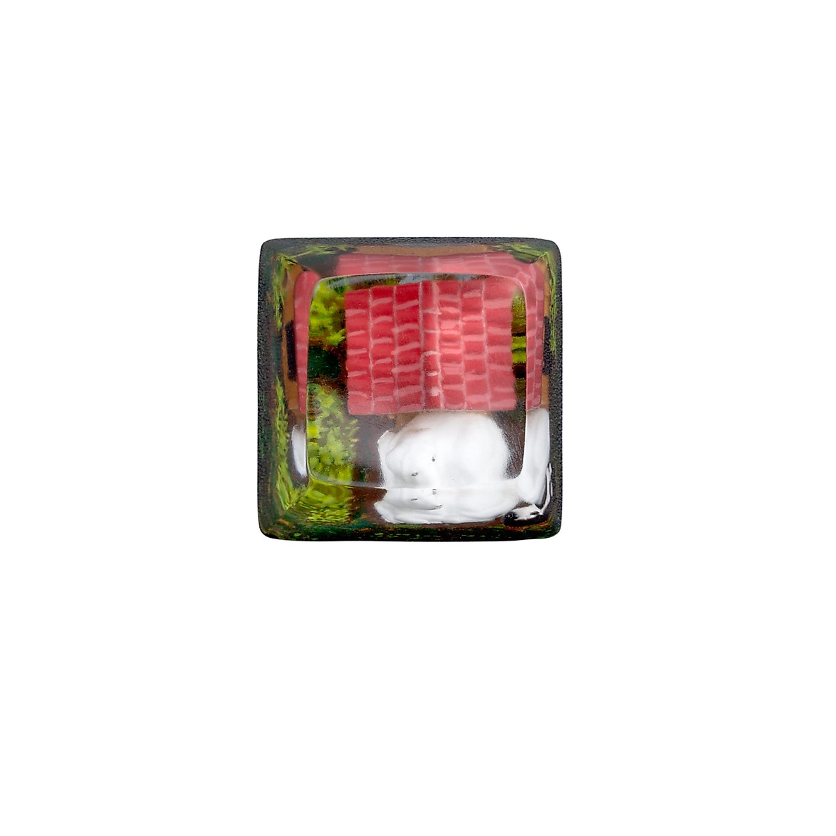 Ocean Key Artisan Keycaps for DIY Replacement Handmade Resin Keycaps Dog House Handmade Resin Keycaps for Switch Gaming, Cherry MX Mechanical Keyboards (Red)