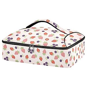 Kcldeci Insulated Thermal Food Carrier Insulated Casserole Carrier for Hot or Cold Food,Berries Insulated Tote Bag for Potluck Cookouts Parties Picnic,Lasagna Lugger