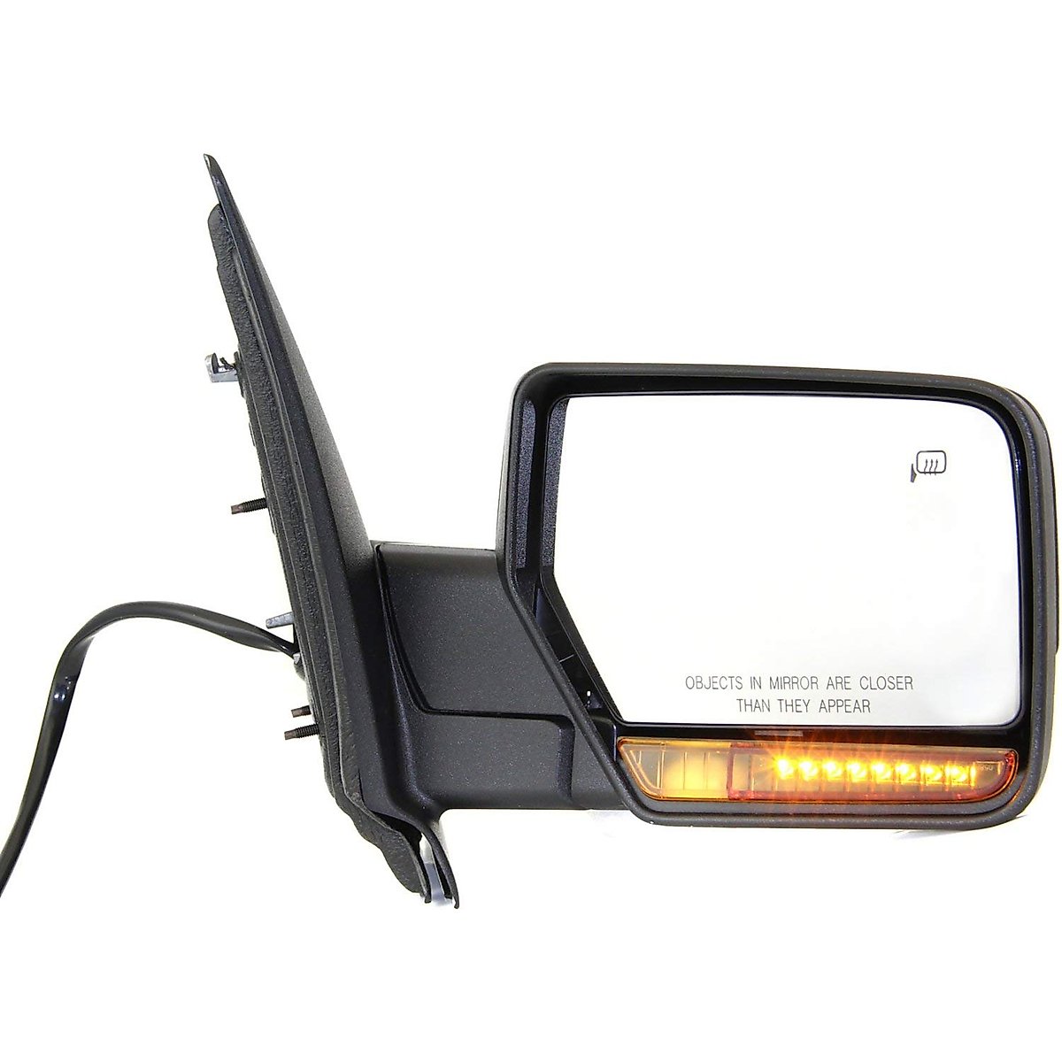 Kool Vue Mirror Set of 2 Compatible with 2007-2011 Ford Expedition Driver & Passenger Side In-housing Signal Light, Manual Folding, Heated, With memory, Textured Black, With Puddle Light, Power Glass