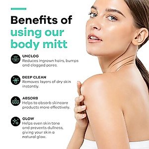 Dermasuri Deep Exfoliating Glove for Shower - Exfoliating Mitt Body Scrubber - Skin Exfoliator & Dead Skin Remover - Keratosis Pilaris Scrub - Spray Tan Remover - Korean Skincare for Body (1 Pack)