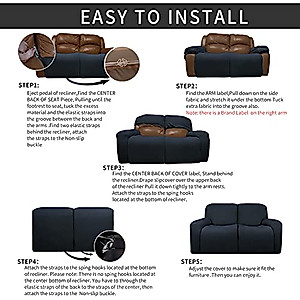 Easy-Going 6 Pieces Velvet Recliner Loveseat Cover Stretch Reclining Sofa Slipcover Couch Cover for 2 Cushion Soft Washable Furniture Protector for Kids Pets (Loveseat, Charcoal Gray)