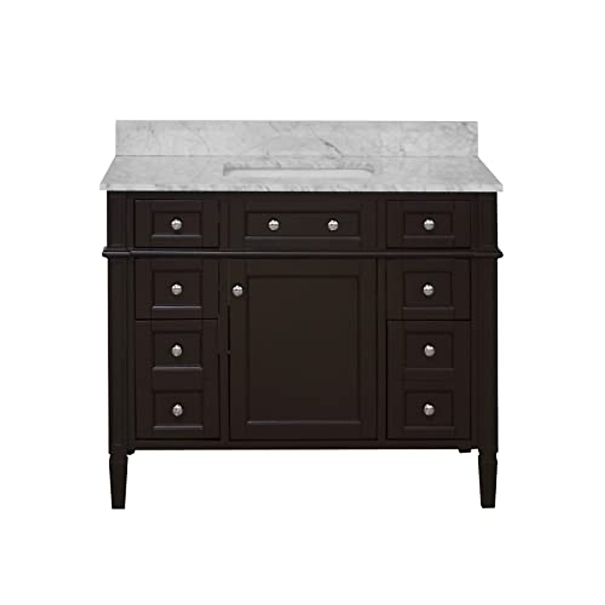 Hailey 42-inch Bathroom Vanity (Carrara/Chocolate): Includes Chocolate Cabinet with Authentic Italian Carrara Marble Countertop and White Ceramic Sink
