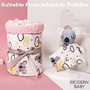 MODERN BABY Super Soft Baby Blanket Set with Security Blanket Lovey Newborn to Toddler Plush Blanket Gift Set