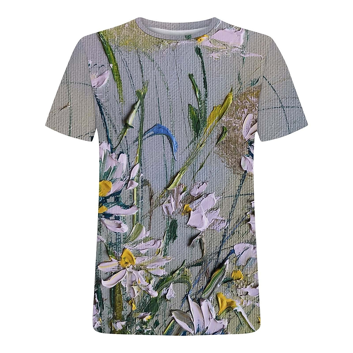 Womens Tops and Blouses Womens Summer Casual Printed Short Sleeve Crew Neck Shirt Loose Casual T Shirt Grey