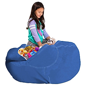 Posh Stuffable Kids Stuffed Animal Storage Bean Bag Chair Cover - Childrens Toy Organizer, X-Large 48" - Solid Royal Blue