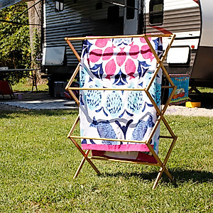 Household Essentials 6524 Tall Indoor Folding Wooden Clothes Drying Rack | Dry Laundry and Hang Clothes | Bamboo