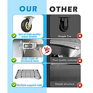 Platform Truck cart, Flatbed cart, 2200 pounds.with 6-inch Rotating Wheels Large Platform Suitable for Grocery Stores, garages, Offices, Storage Rooms (Silver) (35.4x23.6 inch)