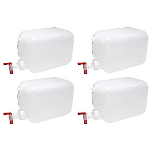 North Mountain Supply 5 Gallon Vented Plastic Hedpak/Carboy - with Cap & Faucet - Pack of 4