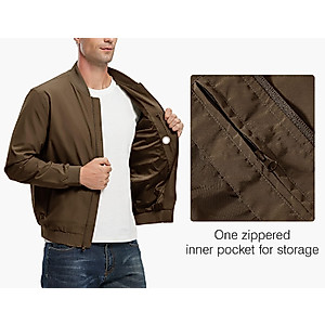 Rdruko Men's Lightweight Bomber Jacket Casual Stylish Fashion Coat Windbreaker(Brown, US M)
