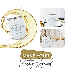 The Adventure Begins - Congratulations Gifts For Women, Going Away Gifts for Friends Moving, or Welcome To the Team- Perfect New Beginnings Gift - 12oz Stainless Steel Glass with Straw and Lid