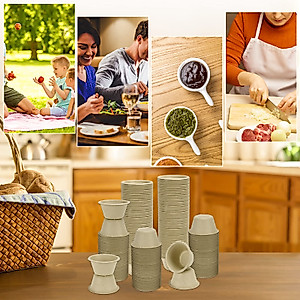 LeonBach 200 Pack 2oz Natural Sugarcane Paper Bowls, Compostable Paper Condiment Snack Sample Tasting Serving Cups Biodegradable Food Containers Small Dipping Cup