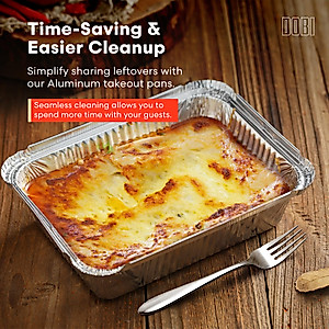 DOBI (50 Pack Small Takeout Pans - Disposable Aluminum Foil 1lb Take-Out Containers with Cardboard Lids, 5 1/2" x 4 1/2"