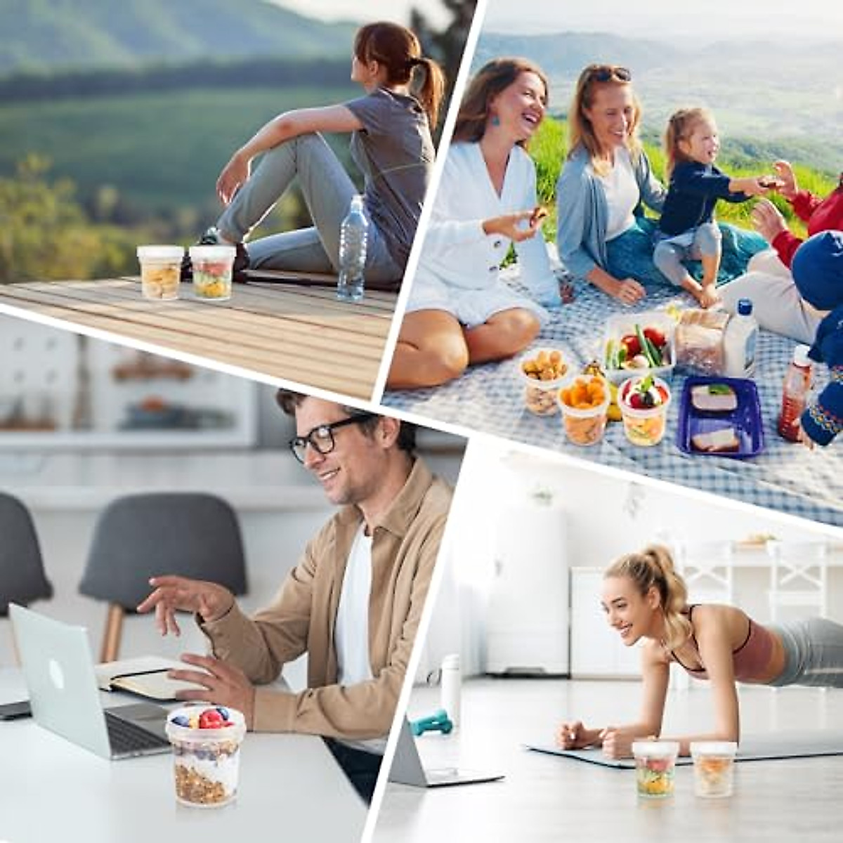 LEAWALK Plastic Deli Containers with Lids 16oz 48PACK,Freezer Food Storage Containers, Slime, Soup, Meal Prep Containers, BPA- Free,Stackable, Leakproof, Microwave,Dishwasher,Freezer Safe