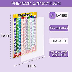 14 Pieces Educational Math Learning Posters for Kids - Multiplication Division Addition Subtraction Fractions Numbers for Elementary and Middle School Classroom Teaching Supplies, 16 x 11 Inch