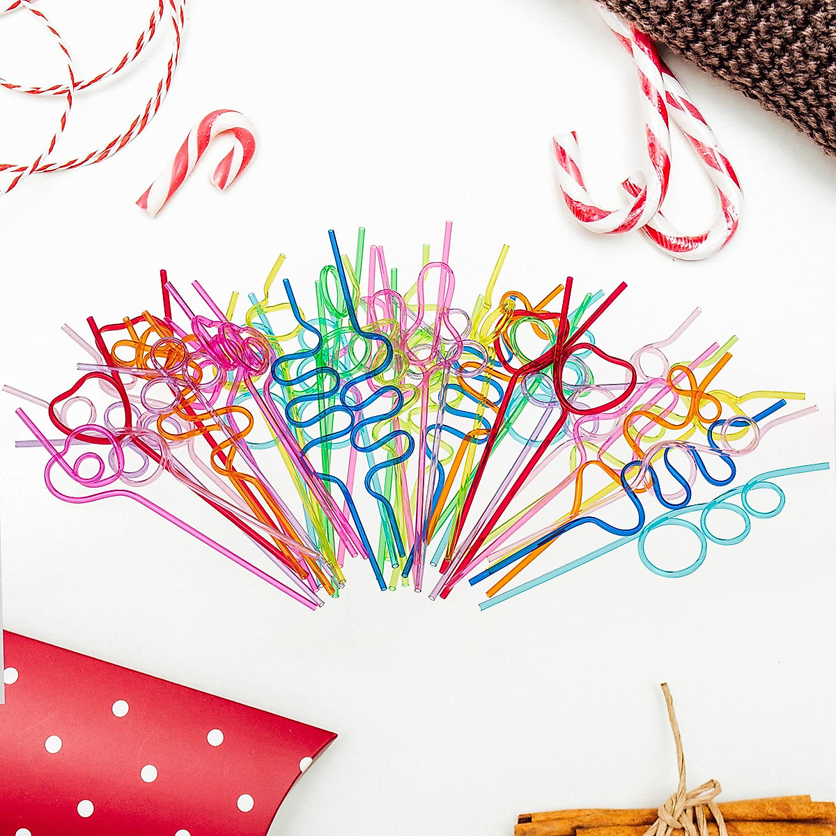 33 Pcs Crazy Straws,11 Different Designs Colorful Loop Straws,10'' Reusable Plastic Silly Straws for Kids,Silly Colorful Drinking Straws,Fun Varied Twists Straws for Kids,Birthday Party Supplies