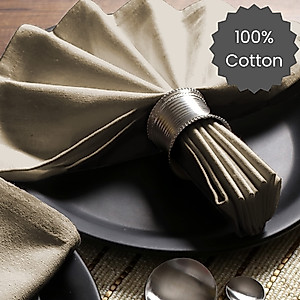 Cotton Clinic Cloth Dinner Napkins - Perfect Everyday Use Table Napkins - Soft Durable Washable - Ideal for Party Wedding Christmas Easter - Set of 12-20x20 inches Beige Napkins