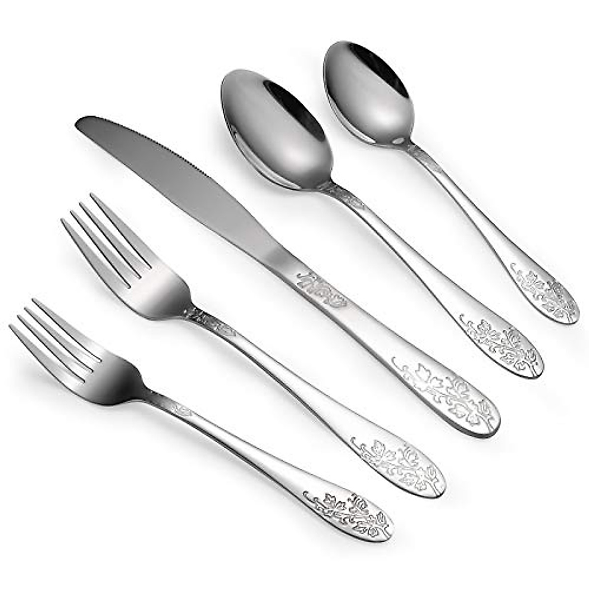 Bekith 40-Piece Silverware Flatware Set for 8, Stainless Steel Silverware Flatware Cutlery Set, Include Knife/Fork/Spoon, Mirror Finished, Dishwasher Safe