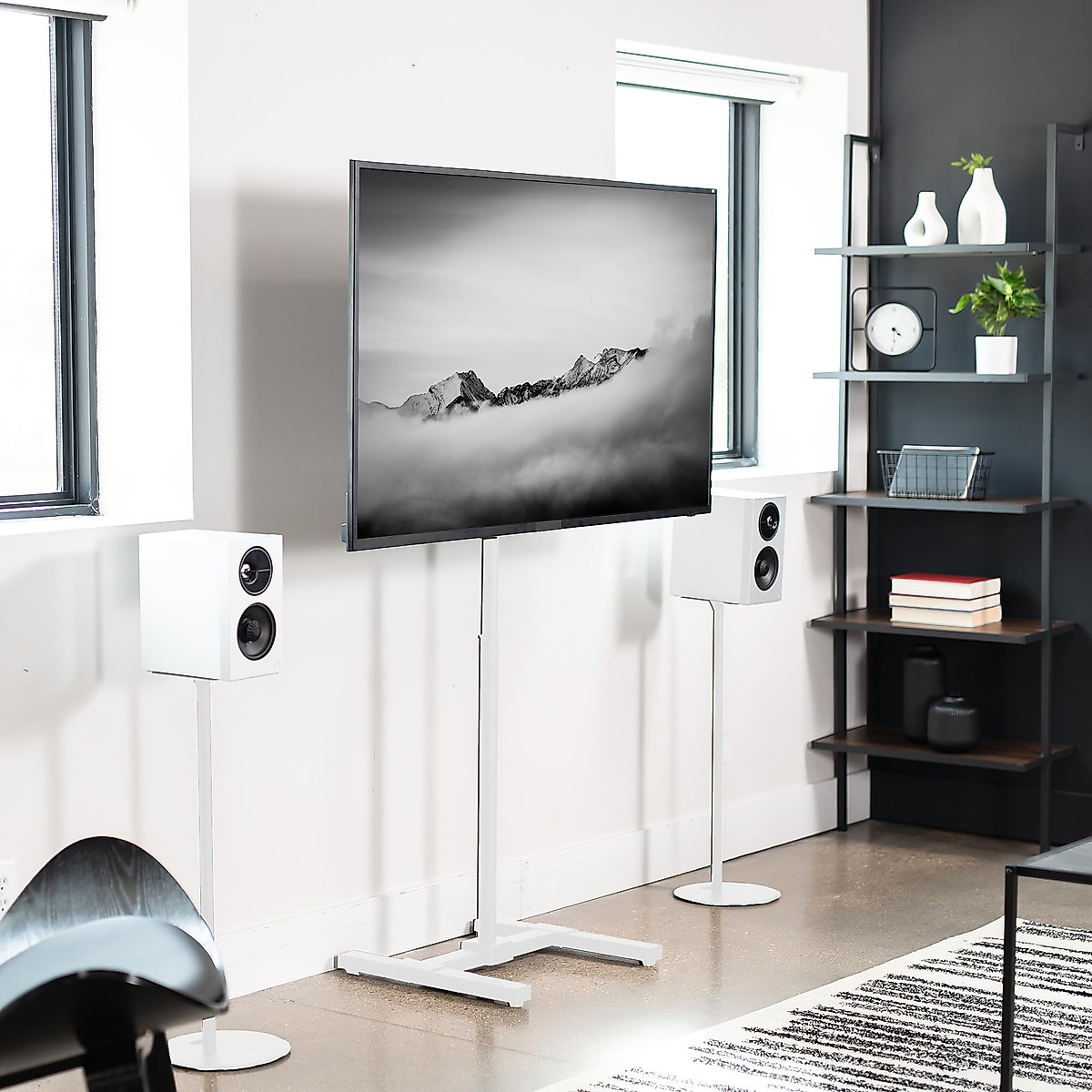 VIVO Height Adjustable TV Floor Stand for 13 to 50 inch Screens up to 44 lbs, LCD LED OLED 4K Smart Flat and Curved Monitor Panels, Max VESA 200x200, White, STAND-TV07-W