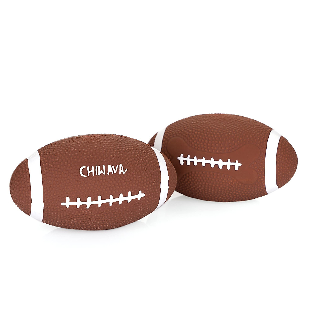 CHIWAVA 2 Pack 6" Squeaky Latex Dog Toy Balls Football Rugbys Fetch Interactive Toy for Medium Large Dogs