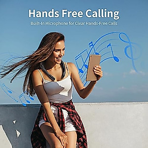 BUGANI Neckband Bluetooth Speaker, Wireless Neck Speaker True 3D Stereo Sound, Lightweight Personal Body Speakers with 24H Playtime, Waterproof Shoulder Speaker Built-in Mic, Comfortable Design, Black