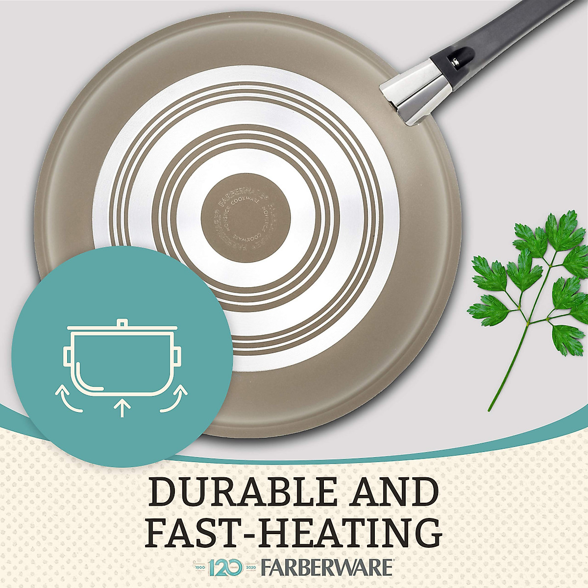 Farberware 21699 Dishwasher Safe High Performance Nonstick Frying Pan / Nonstick Skillet, 12 Inch, Champagne