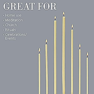 Danilovo Pure Beeswax Candles - No-Drip, Smoke-Less, Tall, Thin Taper Candles – Decorative Candles for Church Prayer, Decor or Birthday Candles – Honey Scented – 5.9 in, Ø 0.2 in (White, 50pcs)