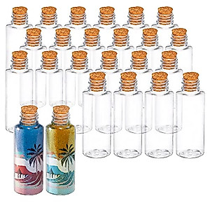 Srenta Plastic Sand Art Bottles with Cork Stoppers Arts and Crafts Mini Jars, 2 Oz and Pack Of 24