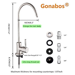 Drinking Water Faucet for Kitchen,100% Lead-Free Reverse Osmosis Faucet,Stainless Steel Kitchen Filtered Water Faucet,Brushed Nickel RO Faucet with Longer Thread Pipe
