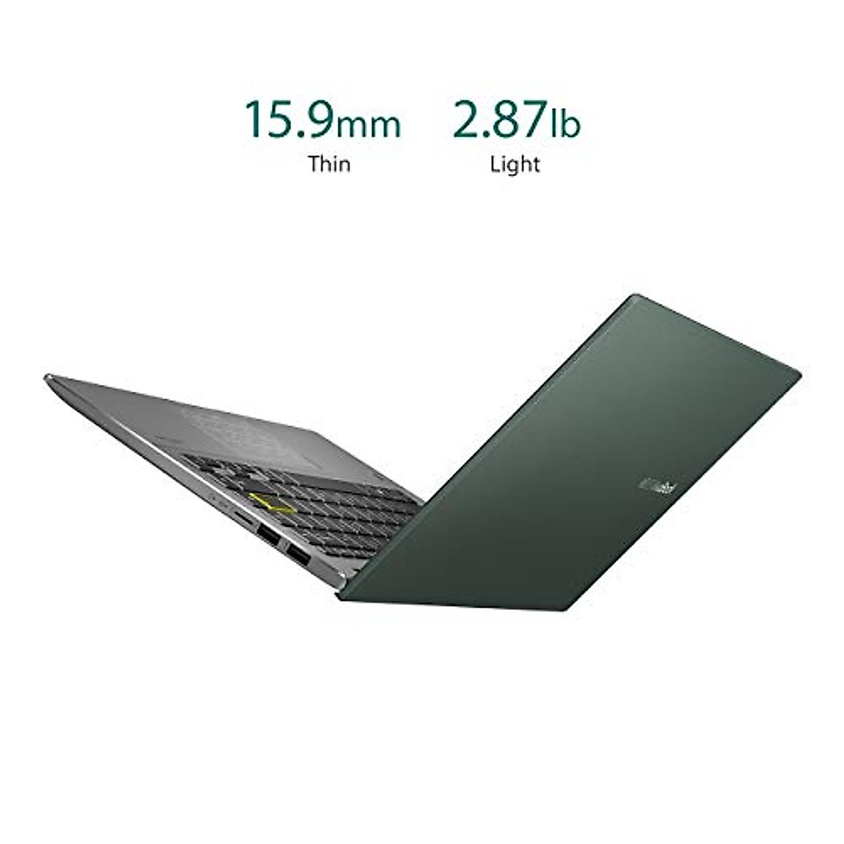ASUS VivoBook S14 S435 Thin and Light Laptop, 14” FHD Display, Intel Evo platform, i7-1165G7 CPU, 8GB LPDDR4X RAM, 512GB PCIe SSD, Thunderbolt 4, AI noise-cancellation, Deep Green, S435EA-BH71-GR