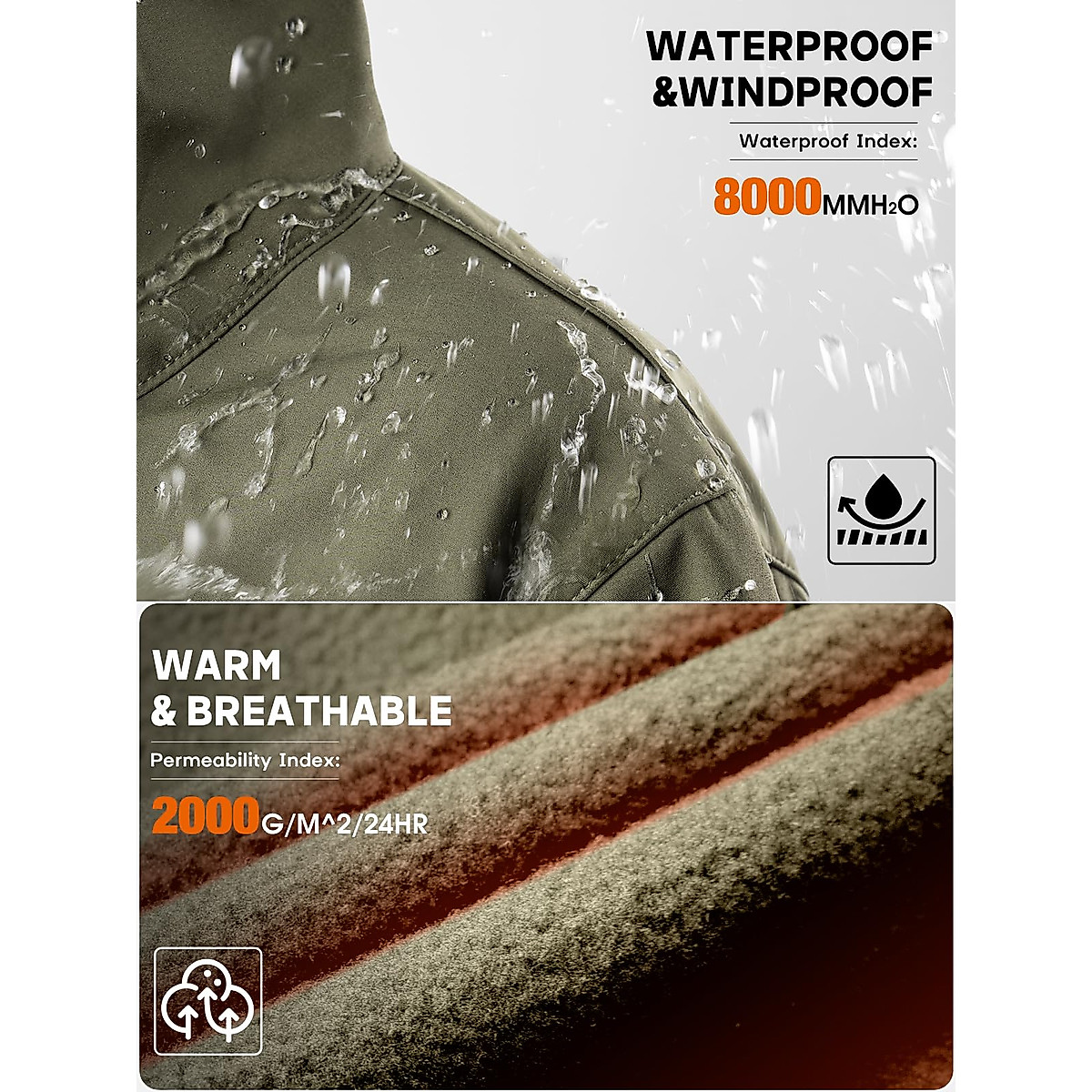 FREE SOLDIER Men's Outdoor Waterproof Soft Shell Hooded Military Tactical Jacket　(Green XX-Large/US)